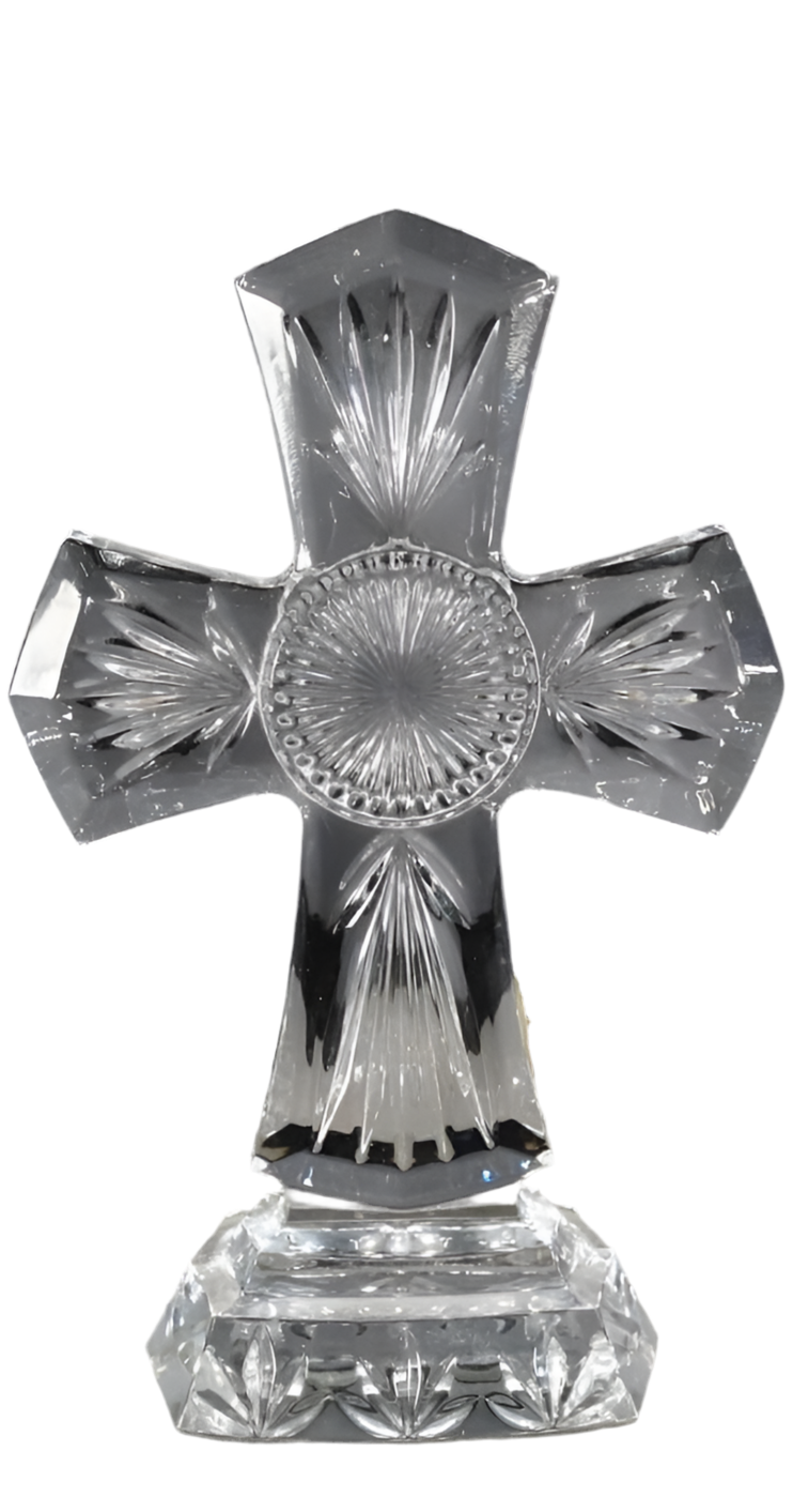 Elegant Crystal Cross Figurine – Decorative Religious Home Accent ...